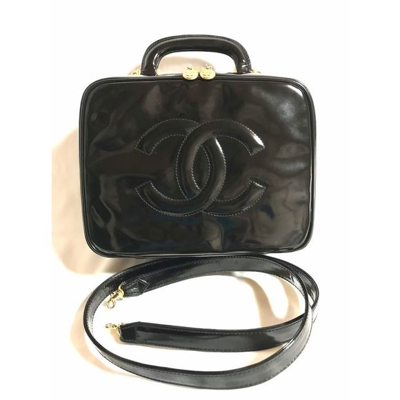 CHANEL | Bags | Chanel Vintage Patent Enamel Vanity Bag Lunchbox Shape ...